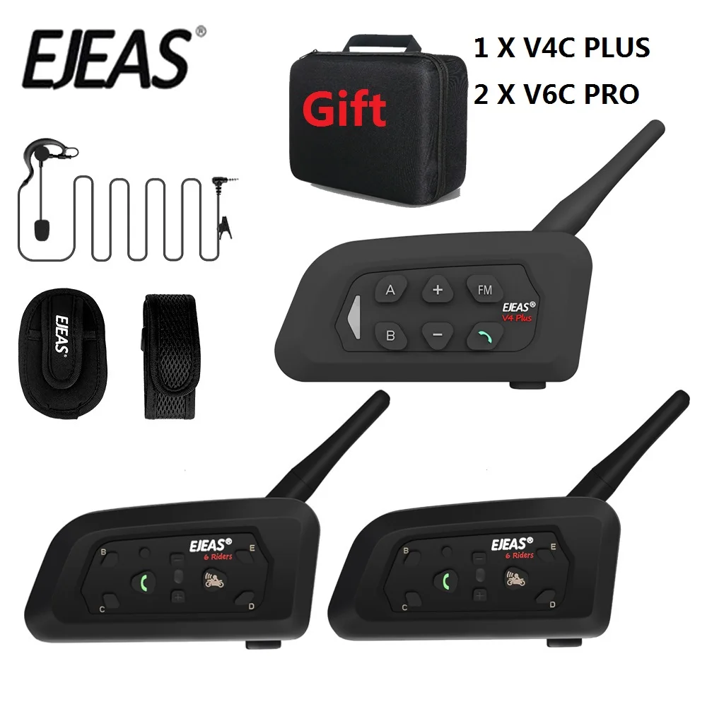 EJEAS V4 PLUS V6 PRO 3 User Football Referee Intercom Headset 1200M ...