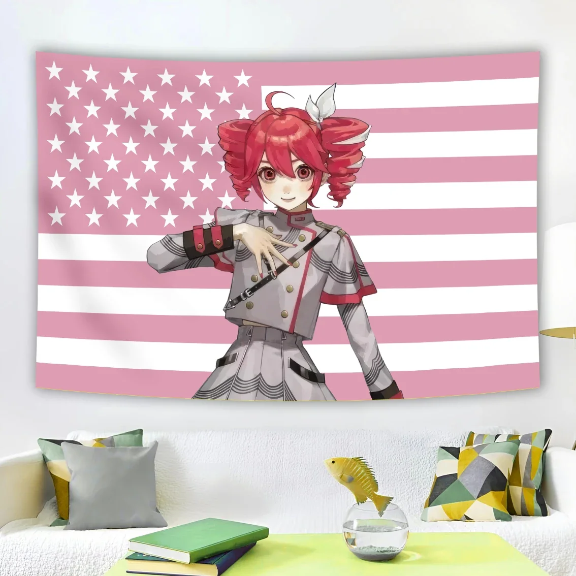 Kasane Teto-papel tapiz con banderas americanas rosas, tapiz para ...