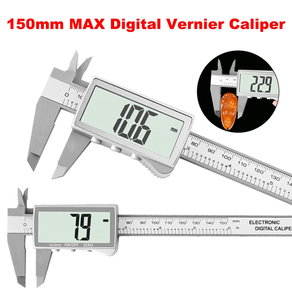 150mm Electronic Digital Vernier Caliper Caliber Measuring Portable ...