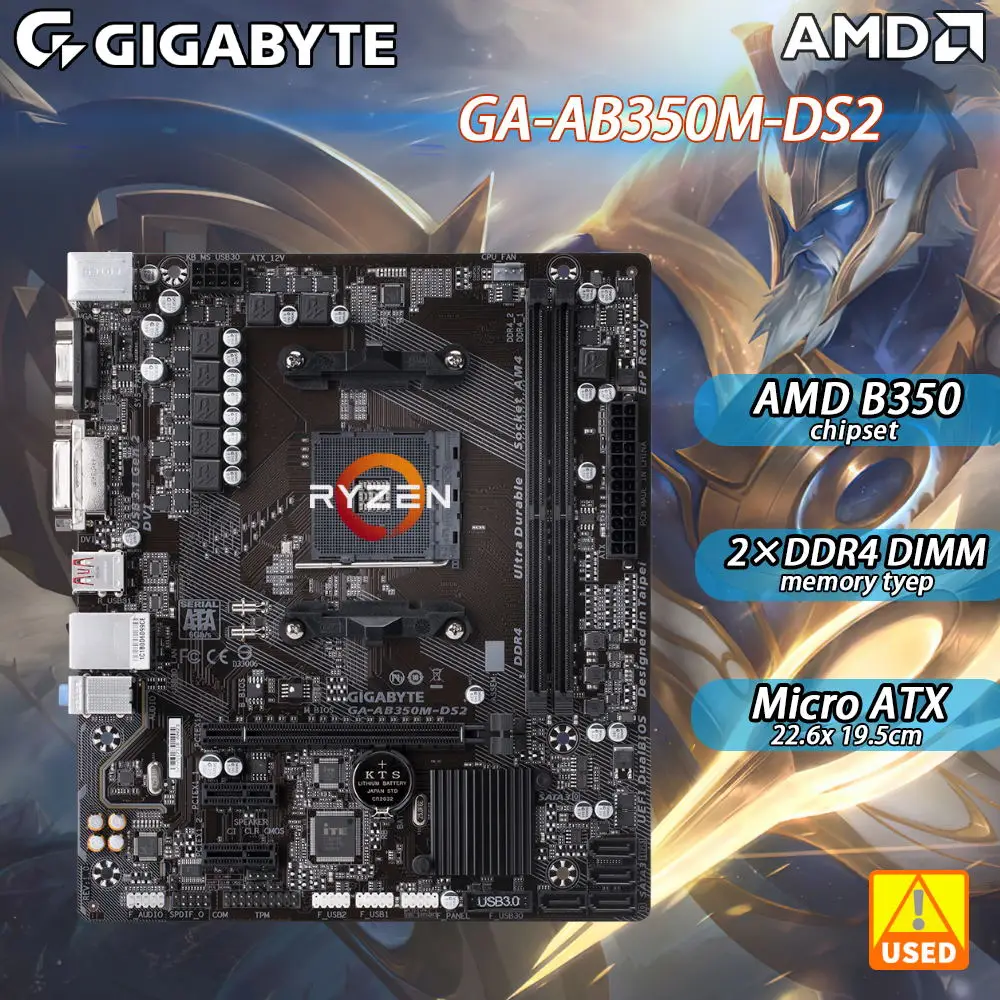 Placa-base-AM4-para-Ryzen-5600-GA-AB350M-DS2-con-enchufe-de-chipset-AMD ...