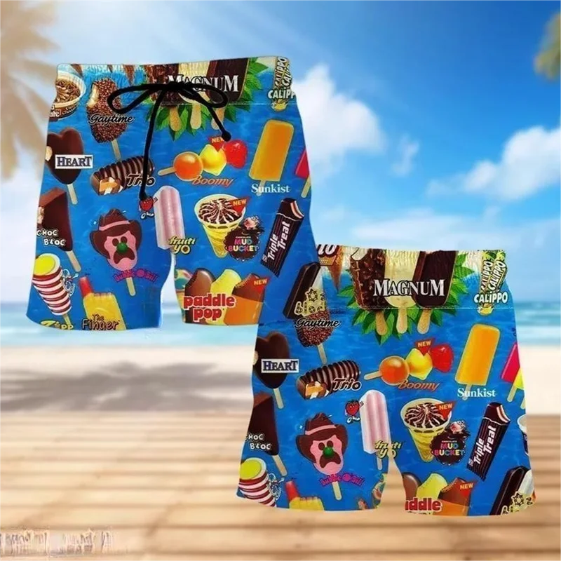 Cartoon-3d-Print-Ice-Cream-Beach-Shorts-Men-Kids-Summer-Quick-Dry-Funny ...