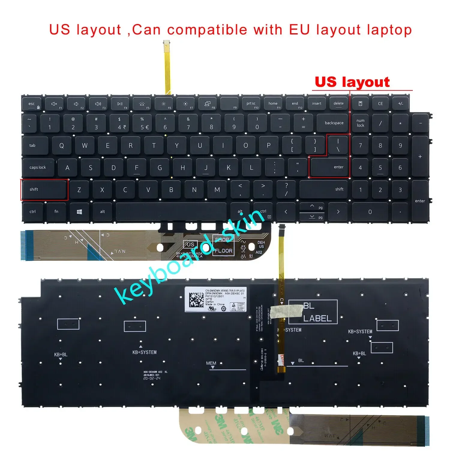 New US Backlit Keyboard For Dell Inspiron 3510 3511 3515 3520 3525 3530 ...