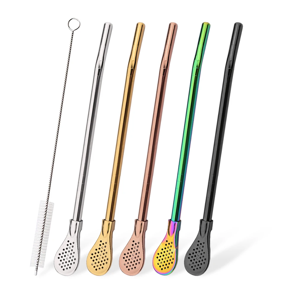 5Pcs Yerba Mate Bombilla Stainless Steel Straw Loose Leaf Tea Infuser ...