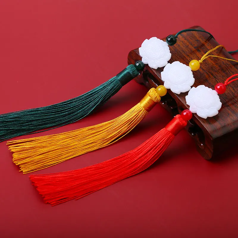 2/5/10Pcs Lotus Jade Tassel 12CM Bookmarks Tassels with Hanging loop ...