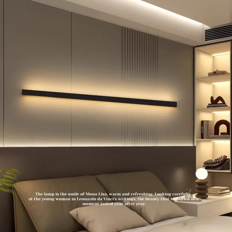 Modern Long Led Wall Lights Indoor Black Bedside Wall Lamps For Stairs ...