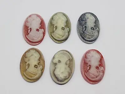 50 Mixed Color Beautiful Lady Woman Oval Flatback Resin Cameo Cabochon ...