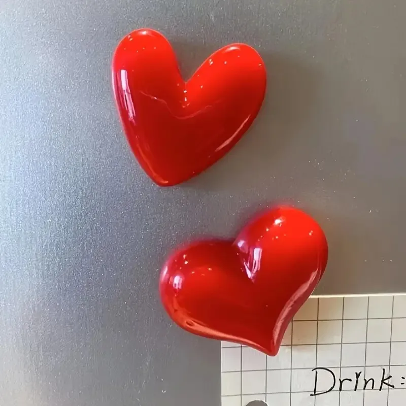 2pcs Set Heart-Shaped ABS Fridge Magnets - Modern Kitchen Decor ...