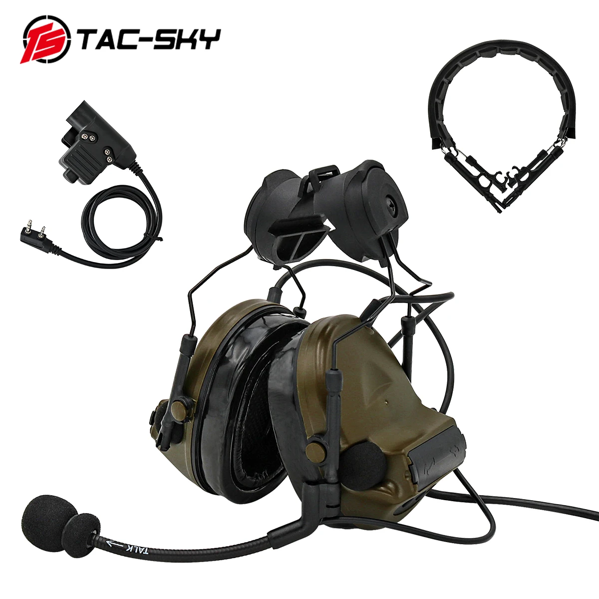 TAC SKY COMTAC II 전술 헤드셋 (ARC 레일 어댑터 포함) 청력 보호 Airsoft 헤드폰 소음 제거 슈팅 귀마개 ...
