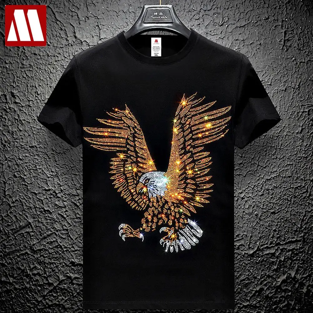 Fashion-Streetwear-Man-Falcon-Clothing-Animal-Eagle-3D-Rhinestone-T ...