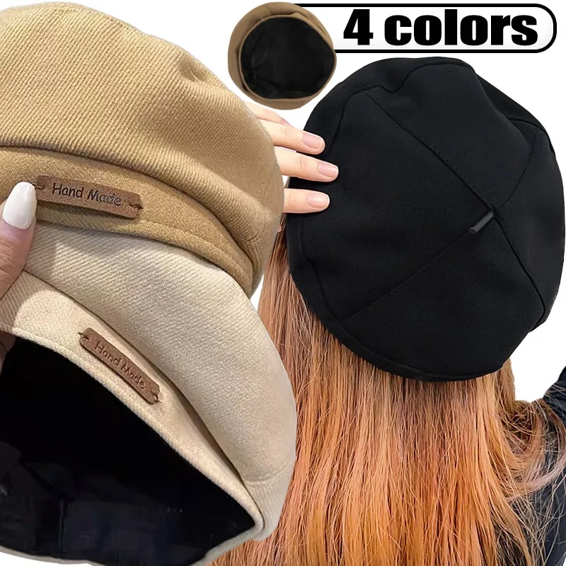 Boina-de-lana-Retro-elegante-para-mujer-boinas-hechas-a-mano-de-oto-o ...