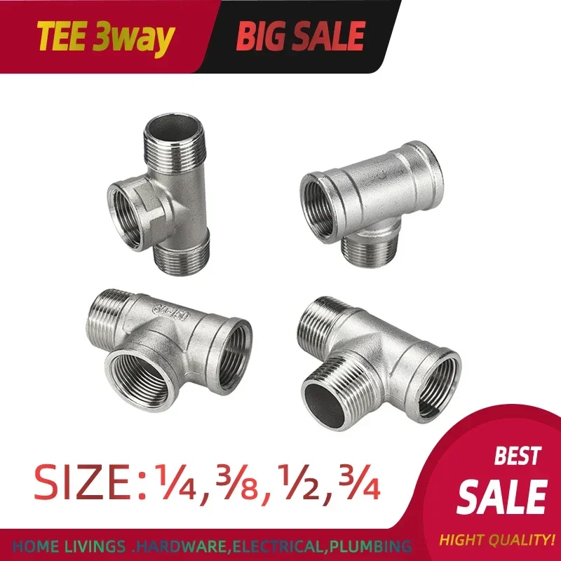 BSPT-304-Stainless-Steel-Male-and-Female-Threaded-Tee-Fitting-plumbing ...