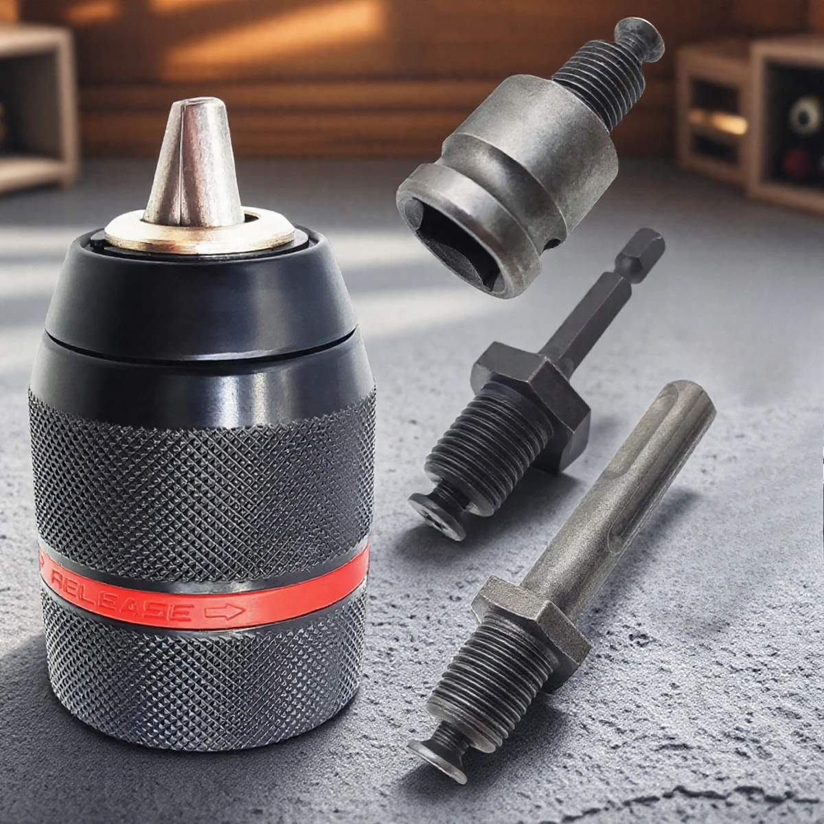 4Pcs Keyless Metal Drill Chuck Quick Handle Adapter Hex SDS Square ...
