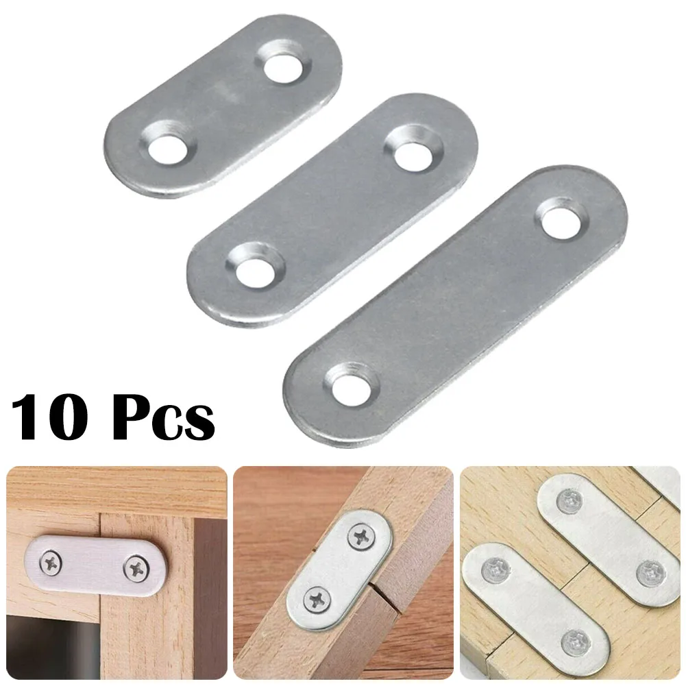 10Pcs Stainless Steel Flat Straight Brace Bracket Mending Repairing ...