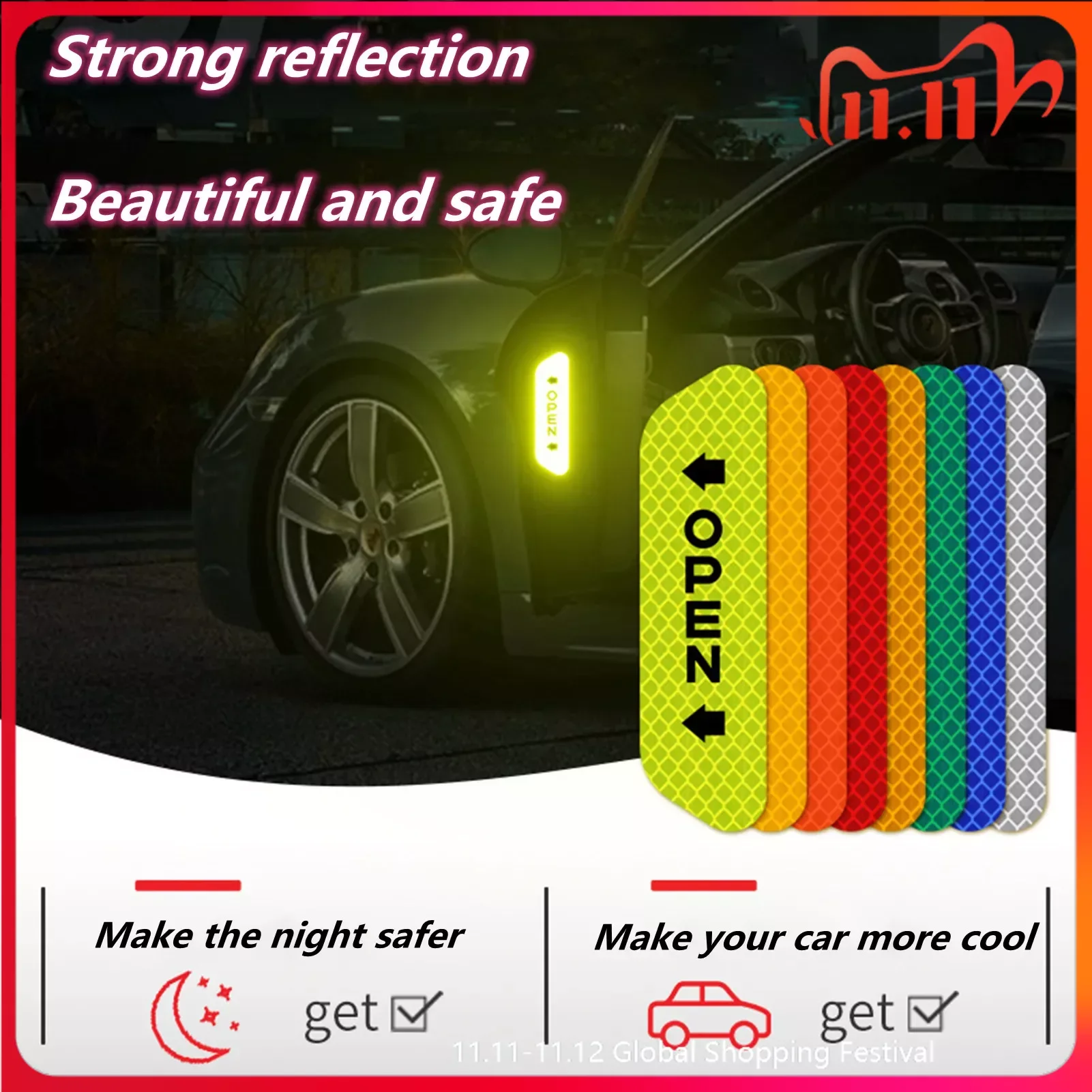 Reflective-Car-Door-Sticker-Safety-Opening-Warning-Reflector-Tape-Decal ...