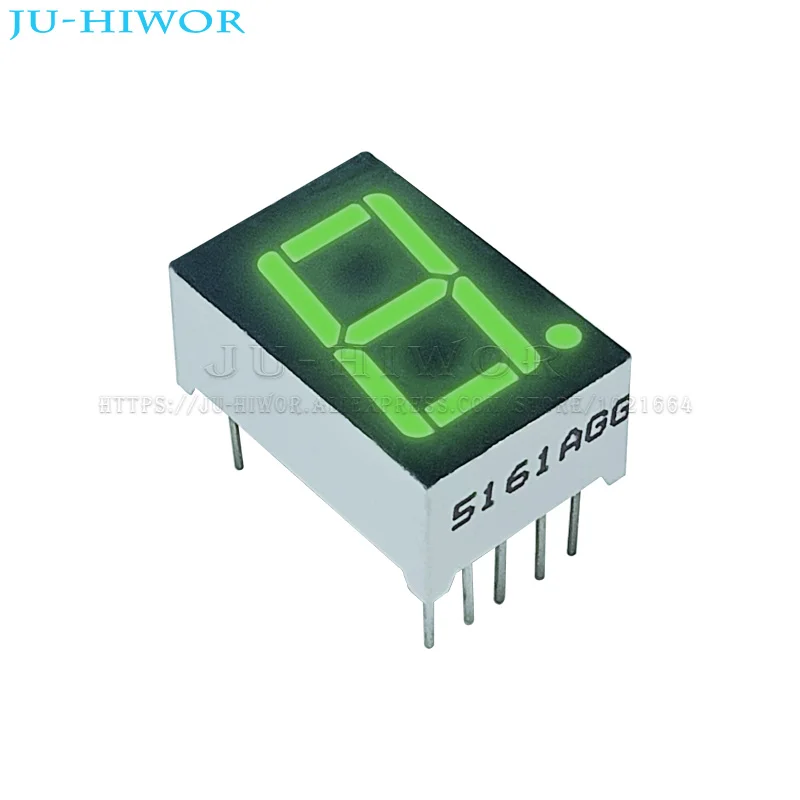 10pcs 0.56 Inch 10Pins 5161AGG 5161BGG 1 Bit Digit 7 Segment Jade Green ...