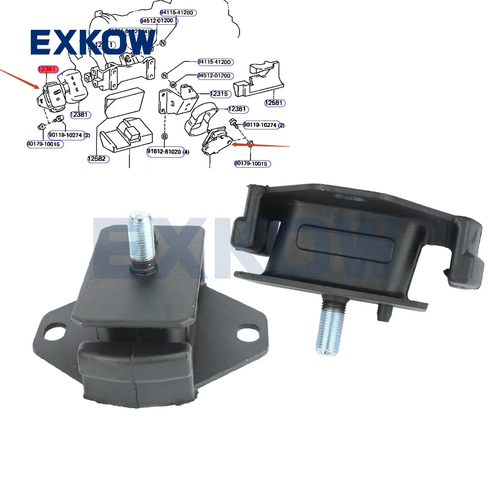 2PCS Front Engine Mounting Insulator for Toyota Land Cruiser 90 KZJ95 ...
