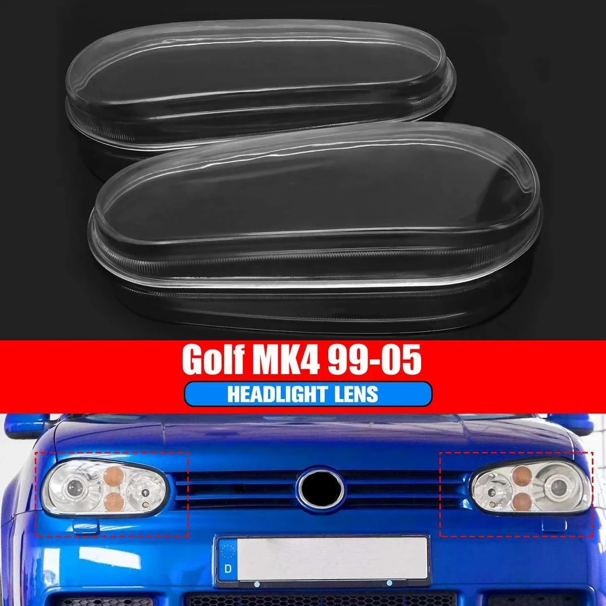 For-Golf-MK4-R32-1999-2005-Left-Headlight-Shell-Lamp-Shade-Transparent ...