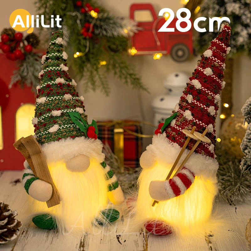 AlliLit-2024-Christmas-Doll-Sled-Elf-Ski-Gnome-with-Led-Light-Christmas ...