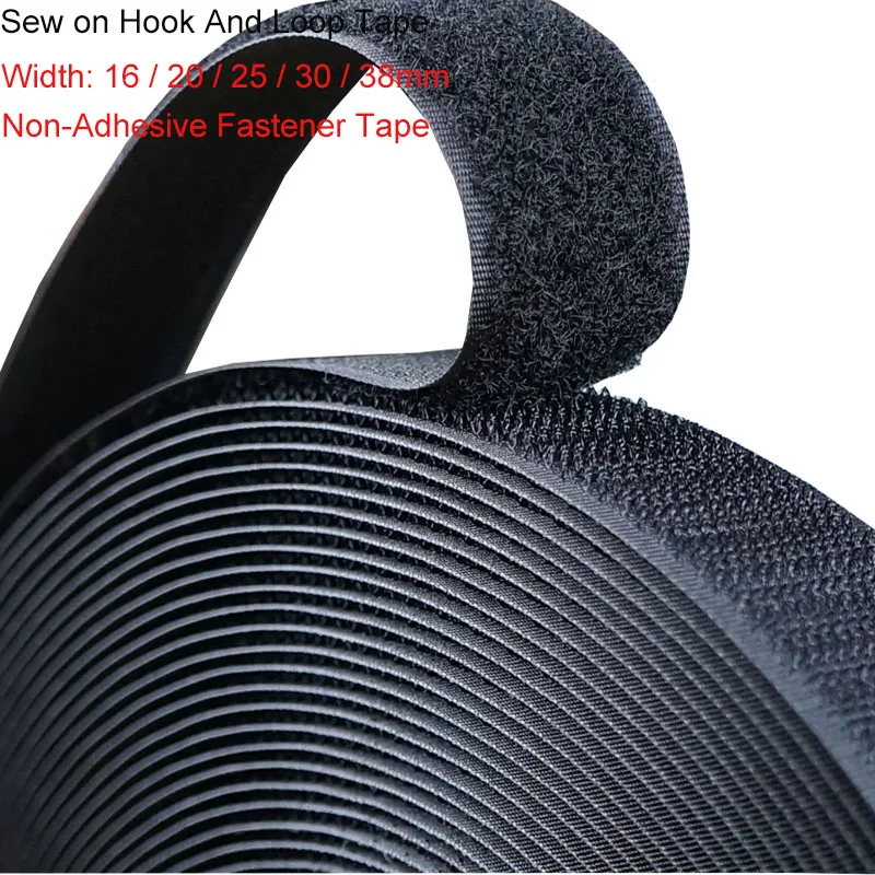 5Meter Sew on Hook And Loop Tape Non-Adhesive Fastener Tape Back Nylon ...