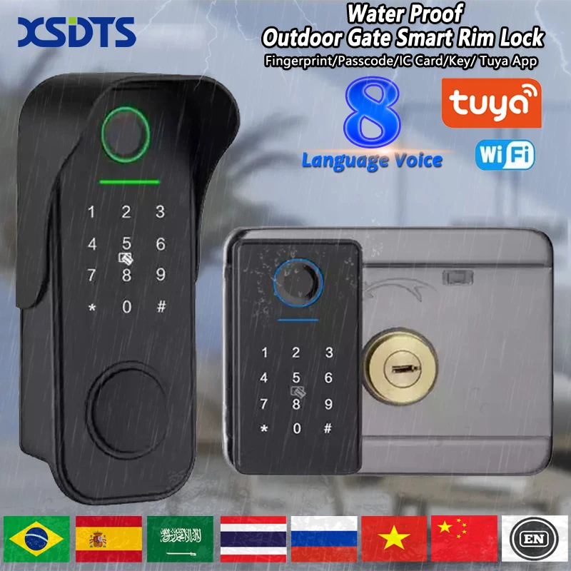 Tuya Smart Lock Waterproof Wifi Fingerprint Double Rim Lock App Card Digital Code Electronic ...