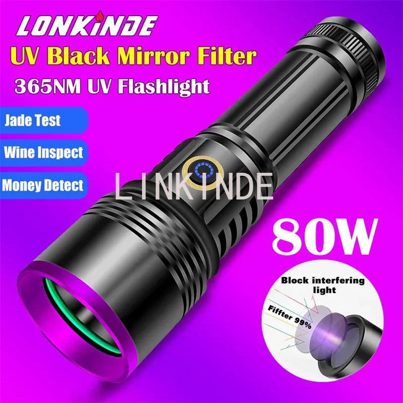Powerful-80W-UV-Led-Flashlight-365nm-Ultra-Violets-Ultraviolet-Lanterna ...