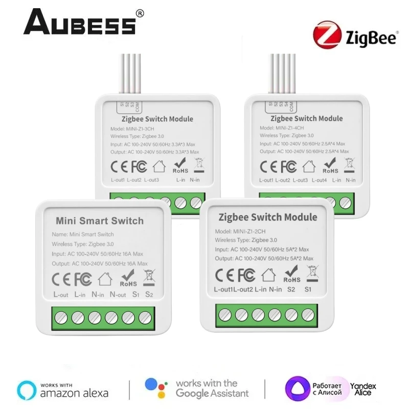 AUBESS Tuya ZigBee Switch Mini Smart Switch 1/2/3/4gang 2-Way Control ...