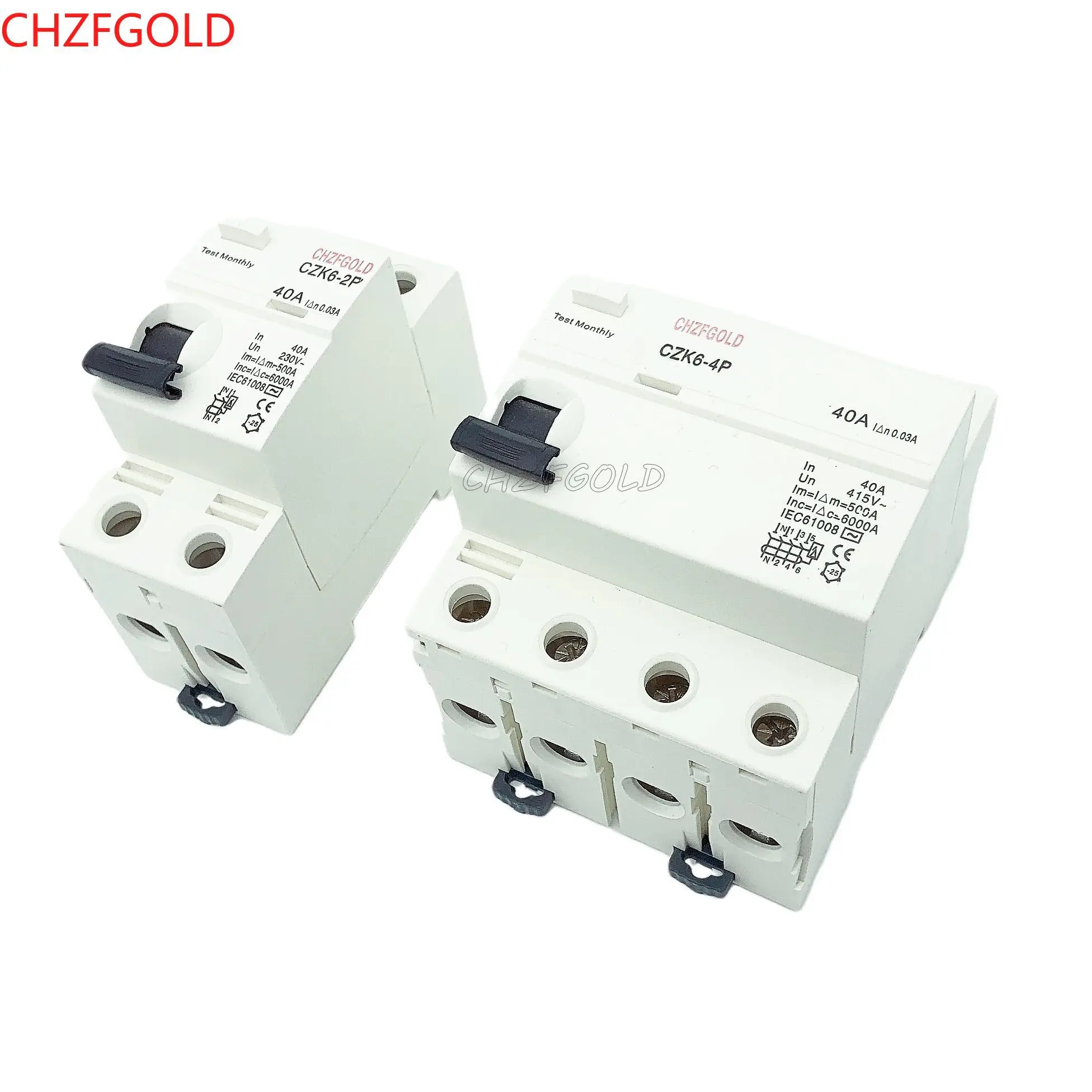 CHZFGOLD 잔류 전류 회로 차단기 차동 ELCB 안전 스위치 AC 2P 16A 10mA 30mA 6KA RCCB RCD ...