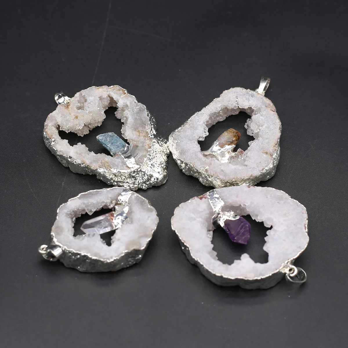 Natural-Druzys-Stone-Pendant-Irregural-Natural-Crystal-Pendant-Charms ...