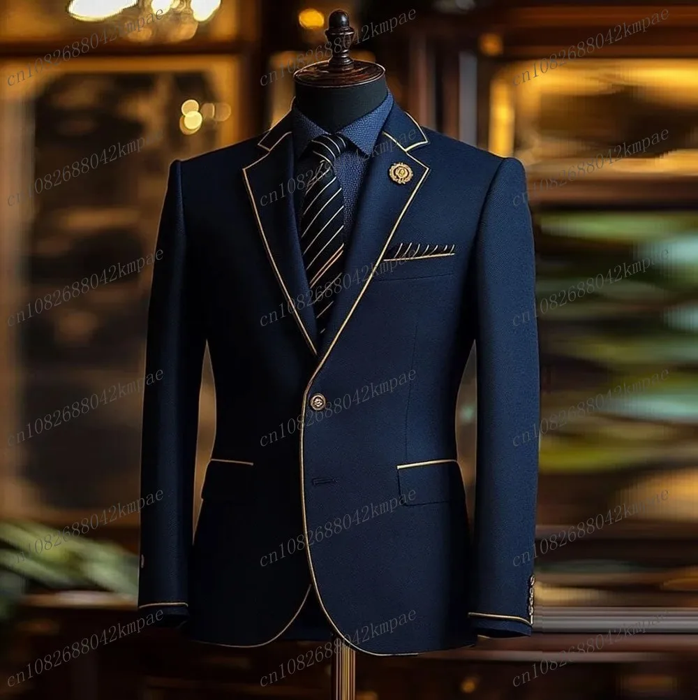 New Navy Blue Men Blazer Business Formal Occasion Office Coat Casual ...