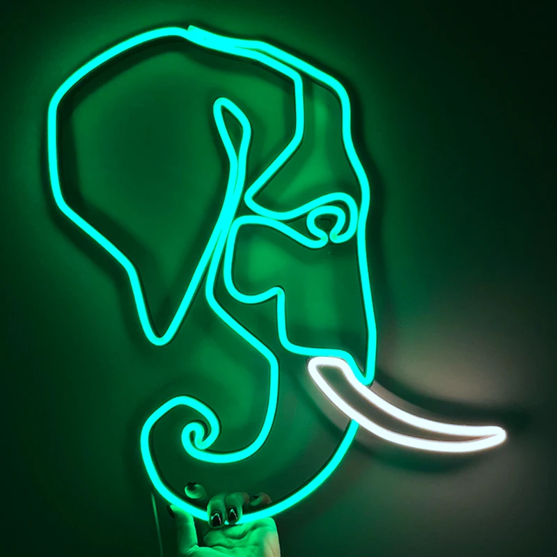 Elephant Neon Signs Led Light for Bar Pub Club Home Wall Hanging Flex ...