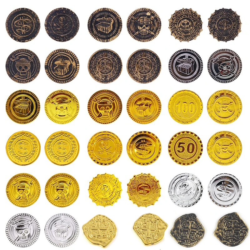 100PCS-European-Treasure-Spain-Doubloon-Gold-Coin-Props-Caribbean ...