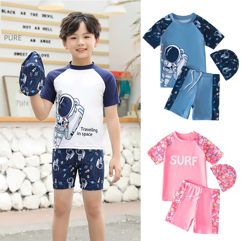 Children-Professional-Swimwear-Set-Quick-Drying-Boys-Girls-Split-Design ...