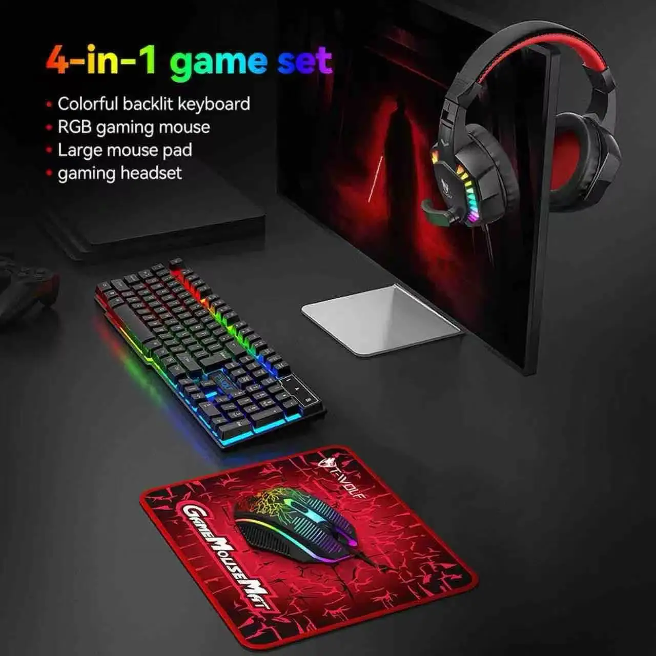 4-in-1 Gaming Keyboard Mouse Headset Combo – The Future Gen Tech