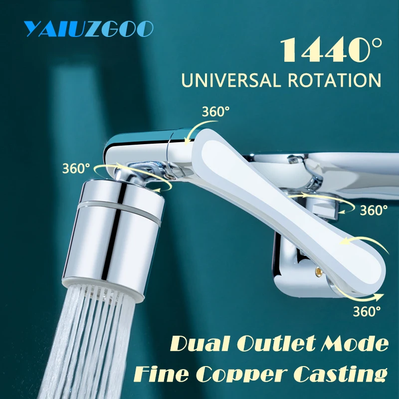 1440° Universal Rotation Faucet Extender Adapter 2 Mode Water Flow ...