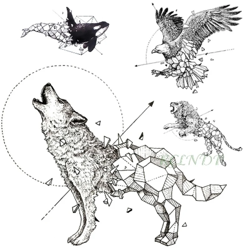 Waterproof-Temporary-Tattoo-fox-wolf-wolves-whale-owl-deer-buck-lion ...