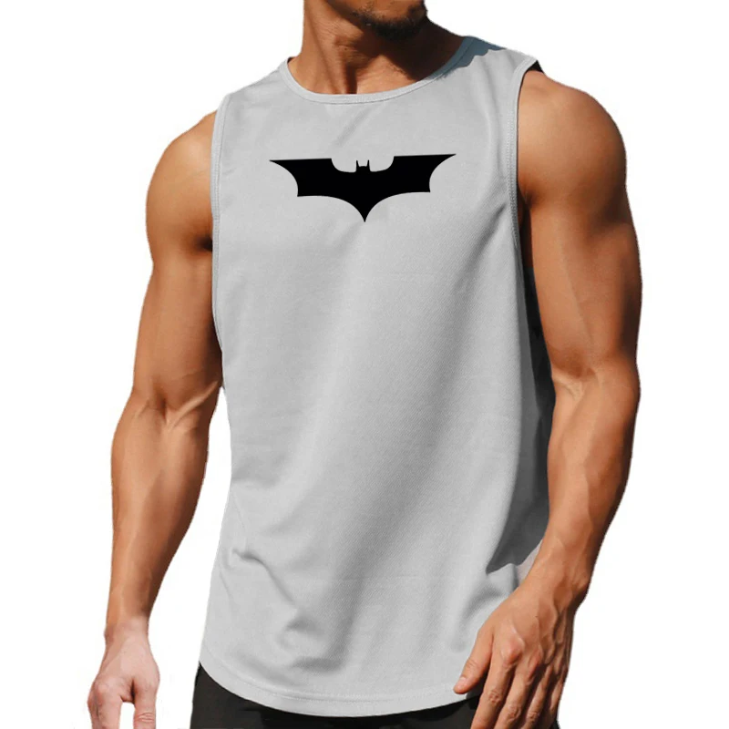 Mens-Gym-Clothing-Mesh-Fitness-Singlets-Black-Bat-Print-Quick-Dry ...