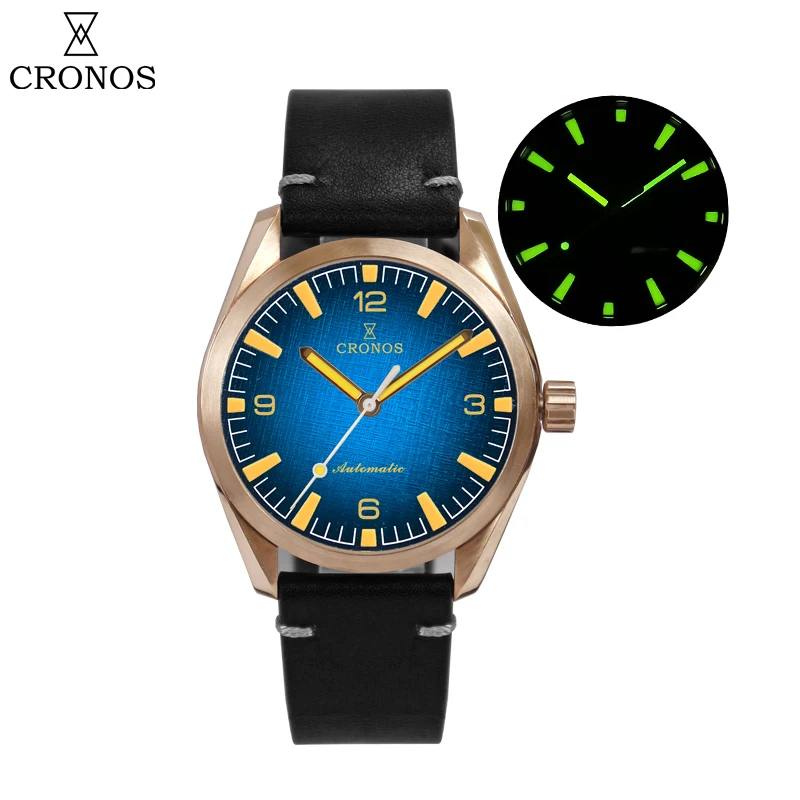 Cronos mergulhador relógio masculino bronze cusn8 gradual dial automático pt5000 sw200 pulseira ...
