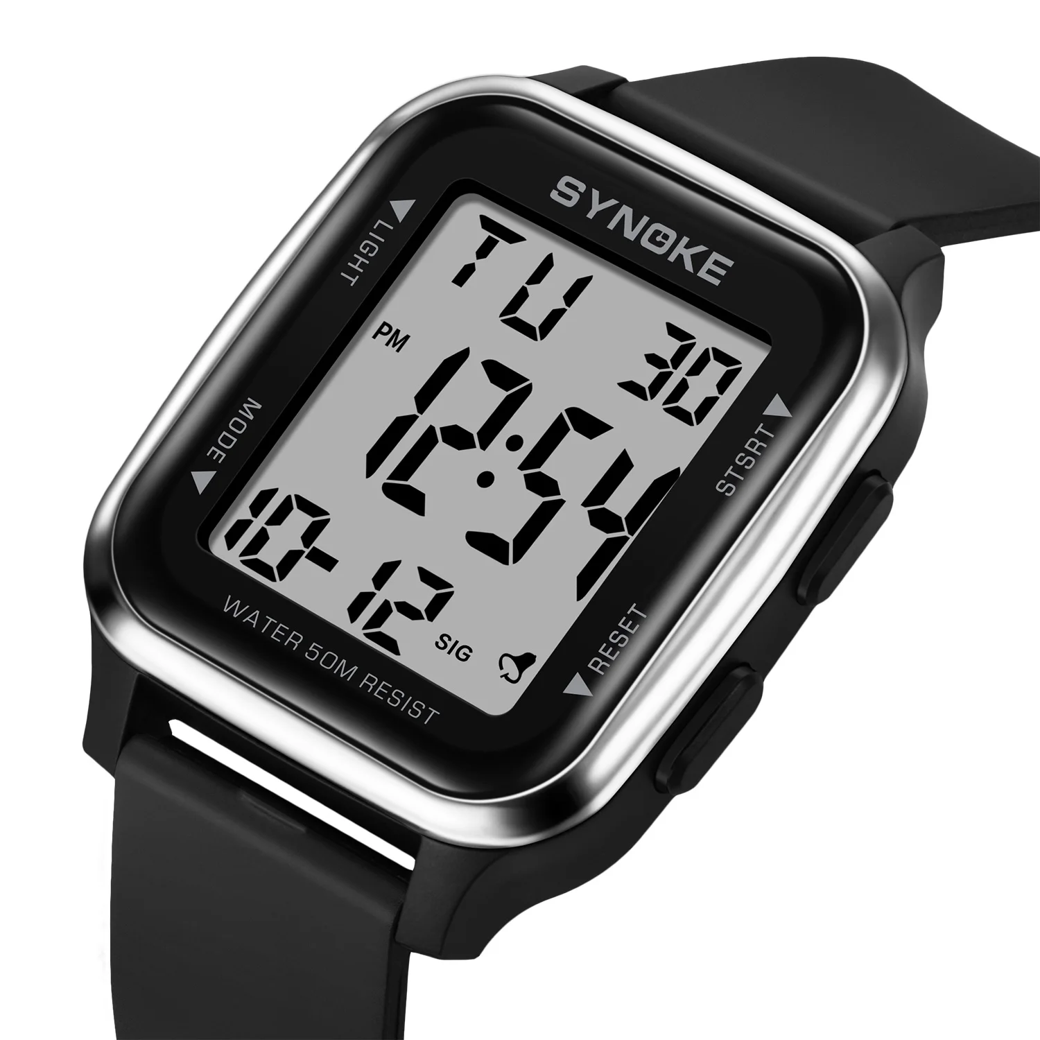 Watch Men Black Sport Digital Watches 50M Waterproof For Men Large ...