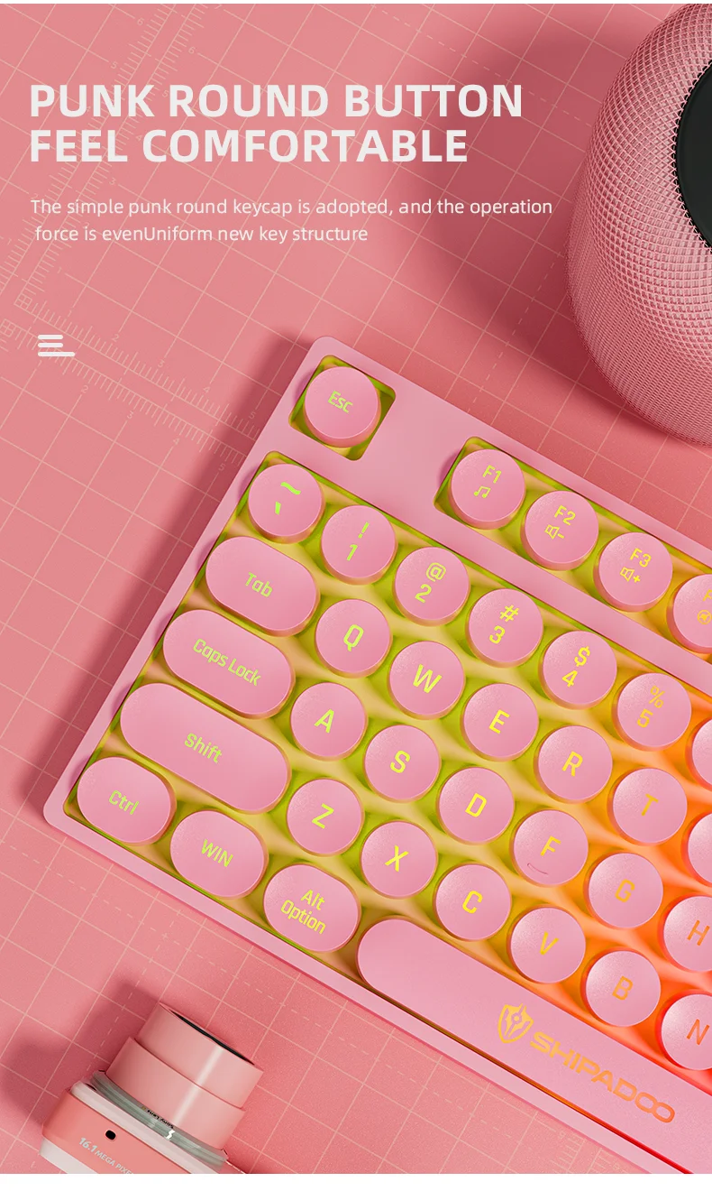 Computer Wired keyboards 87keys Punk Keycap Quiet Typing RGB Backlit Office Multimedia Gaming ...