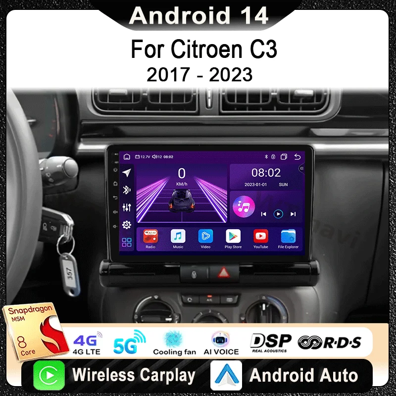 For Citroen C3 2018 - 2023 Car Radio Multimedia Video Player Navigation ...