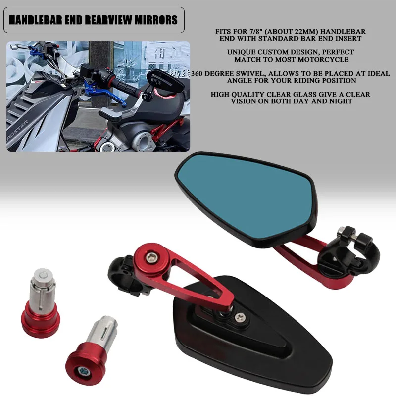 7 8 22mm Cnc Motorcycle Rearview Mirrors Universal Clear Glass Scooter