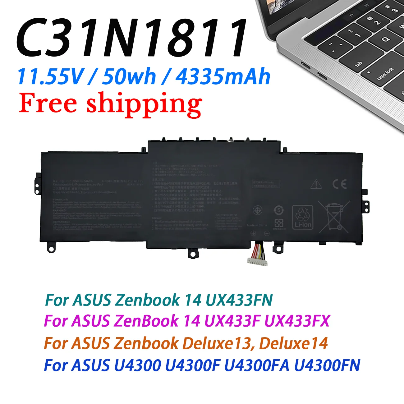 C31N1811-Laptop-Battery-For-ASUS-BX433FN-UX433FN-2S-UX433FX-For-ZenBook ...