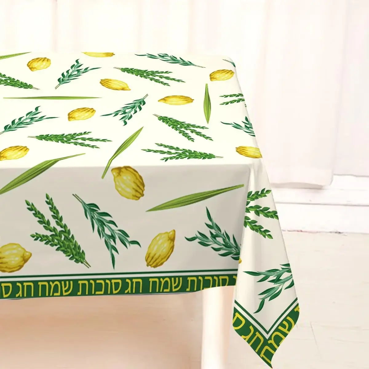 Happy Sukkot Rectangle Tablecloth Jewish Holiday Party Decor Sukkah ...