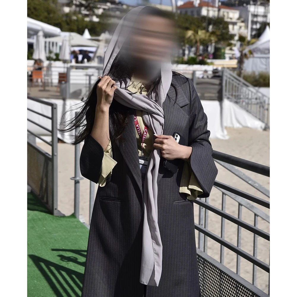 Black-Pinstripe-Long-Blazer-Suits-Notch-Lapel-Single-Breasted-Flat ...