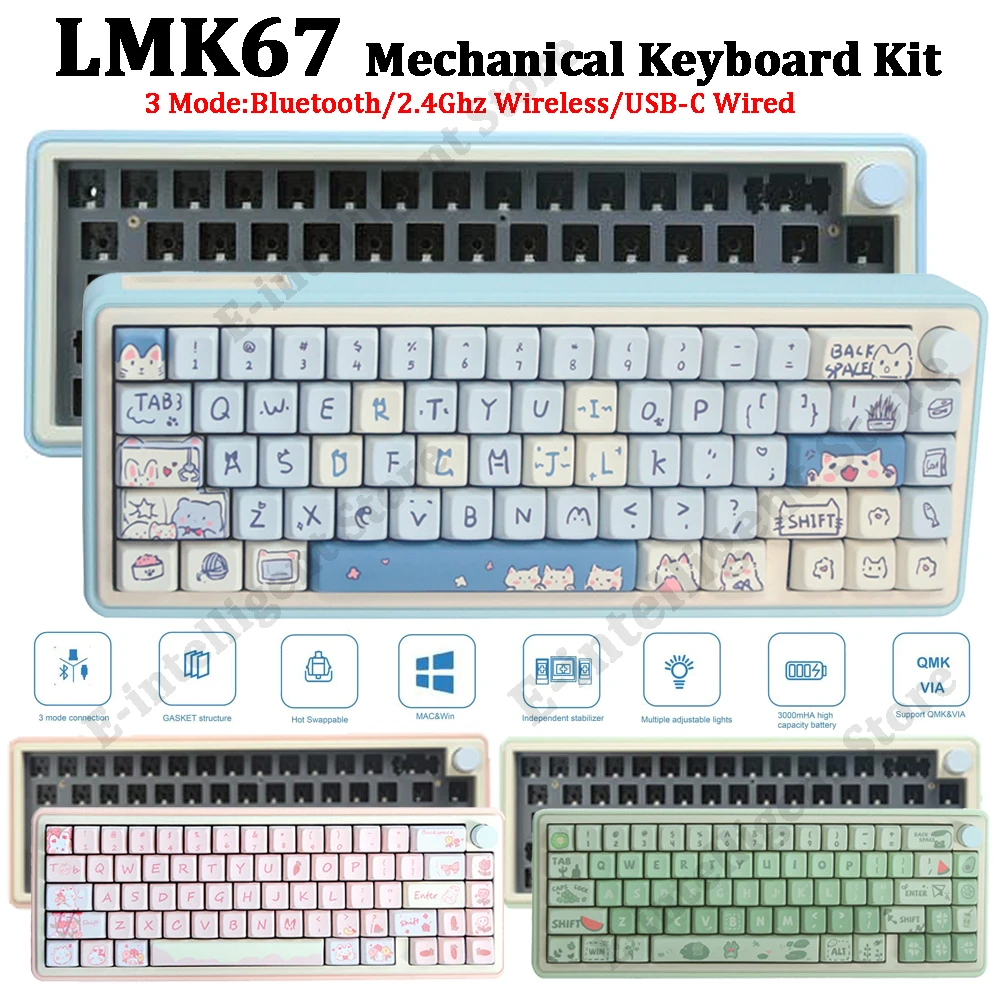 GMK67 LMK67 Mechanical Keyboard Kit RGB Hot Swap Gasket Tri Mode ...