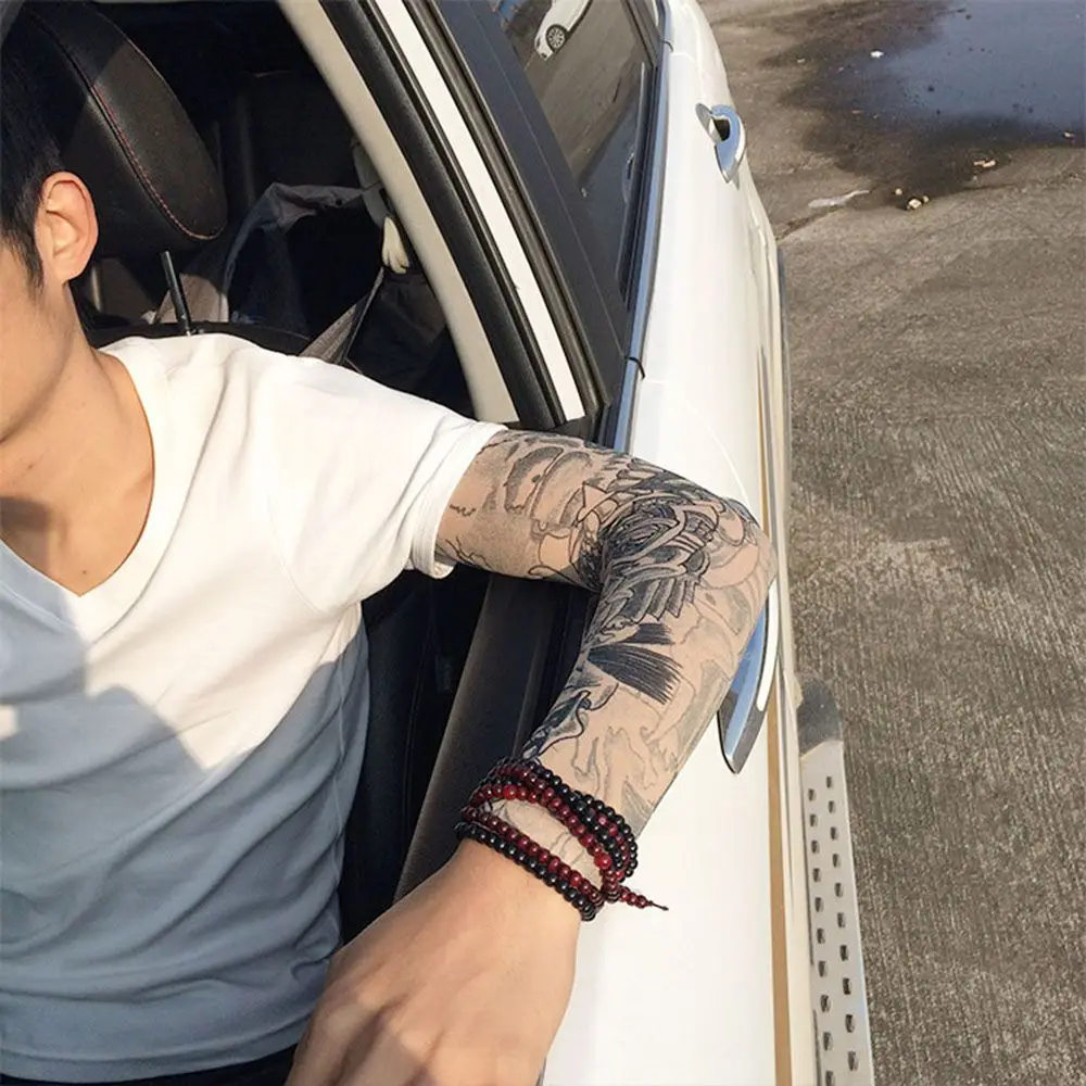 Compression bras,Couverture de bras à fleurs,Protection UV pour Sport ...