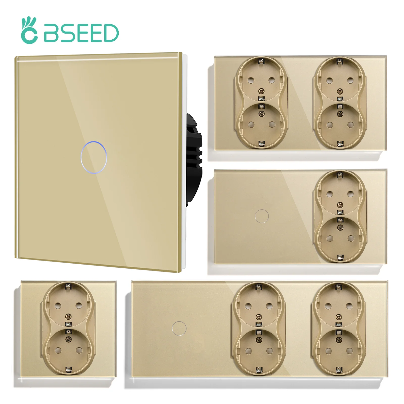 BSEED-1-2-3Gang-Touch-Light-Switches-1Way-With-Dual-Wall-Sockets-EU ...
