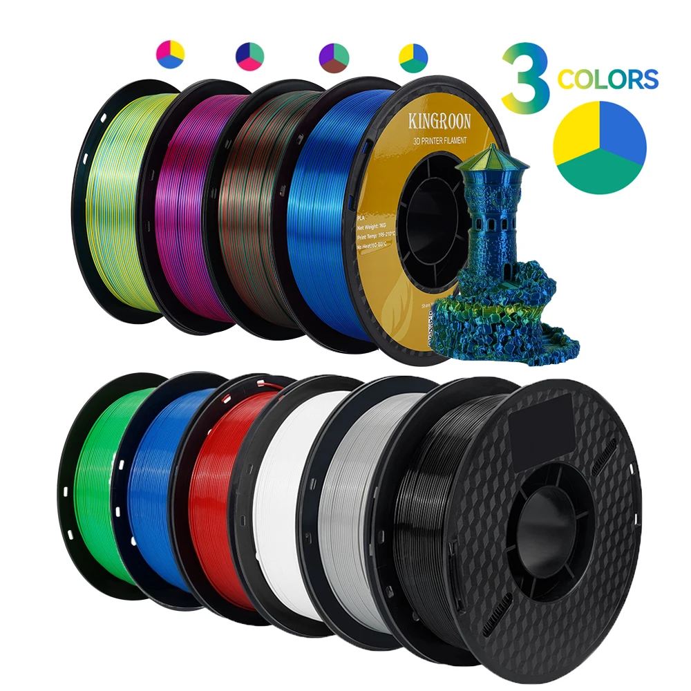Kingroon-10KG-Mix-colorful-PLA-Tricolor-Silk-pla-PETG-Filament-3D ...