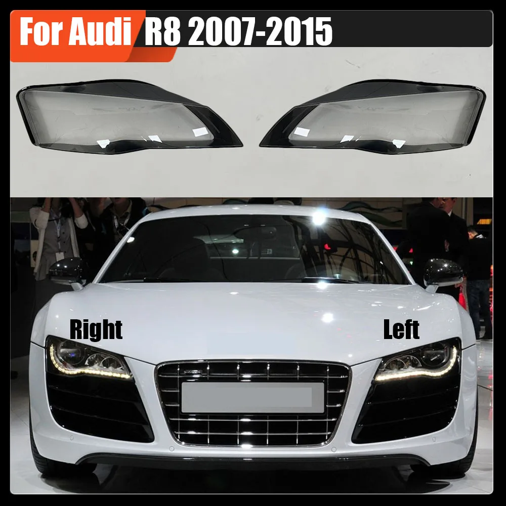 For-Audi-R8-2007-2015-Headlight-Cover-Transparent-Headlamp-Shell-Lamp ...