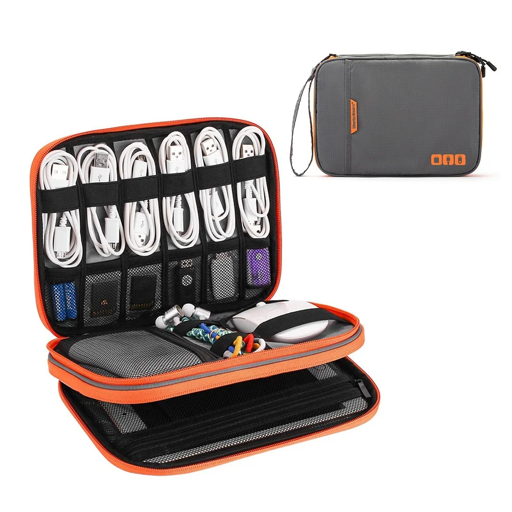 Double Layers Large Capacity Travel Electronic Accessories Organizer ...